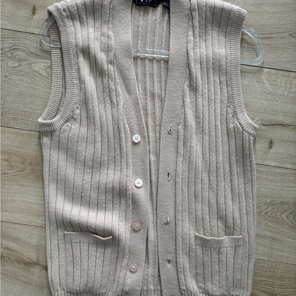 VIP | Sweaters | Vintage Sweater Vest Vip Light Tan Knit Vest Ribbed ...